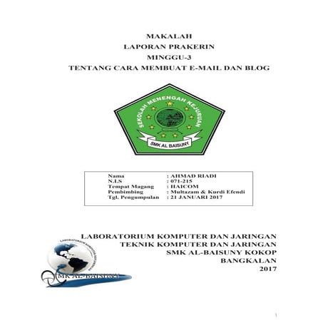 Contoh laporan pkl ( prakerin ) tkj | DOCX