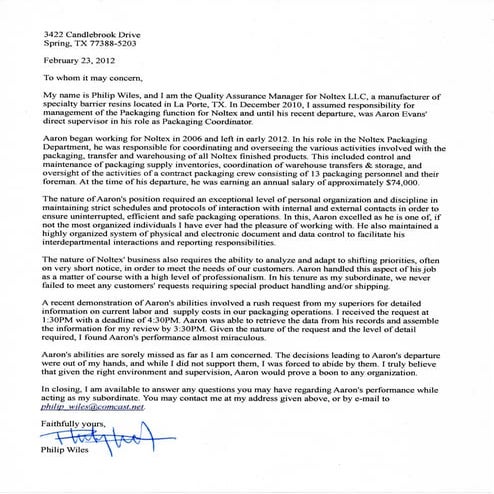 Noltex Recommendation Letter | PDF