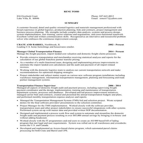 RENE TODD - Resume | PDF