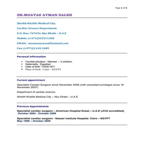 Dr.Moataz AYMAN CV 2015 | PDF