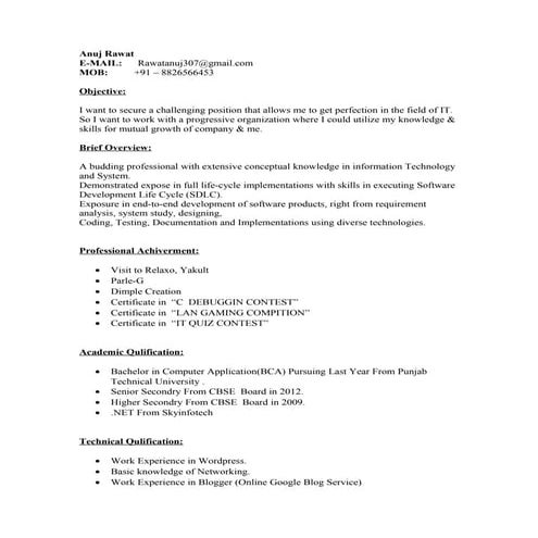 Anuj resume | DOC