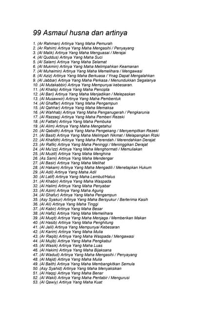 99 asmaul husna | DOCX