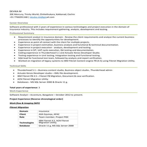 Devika M Resume | PDF