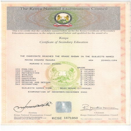kcse cert | PDF