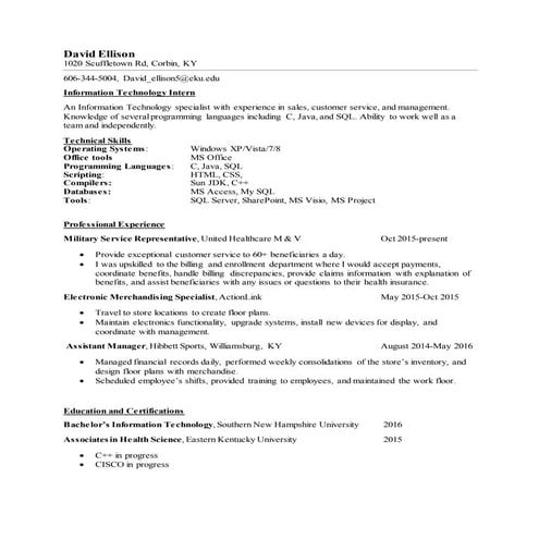 david ellison resume | PDF | Free Download