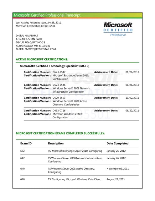 MS_Learning_Transcript | PDF | Computing | Technology & Computing