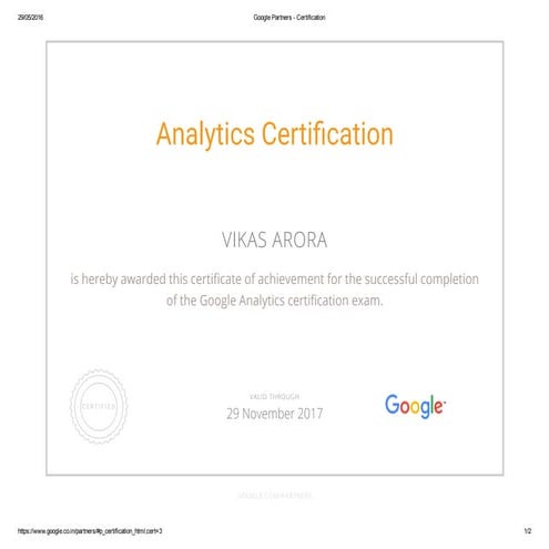 Google Partners Analytics Certification | PDF