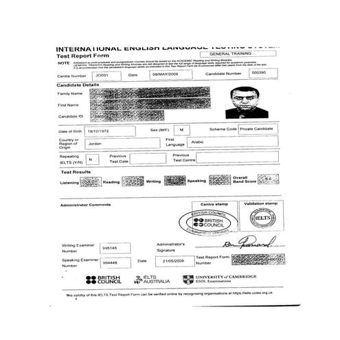 IELTS Certificate | DOCX
