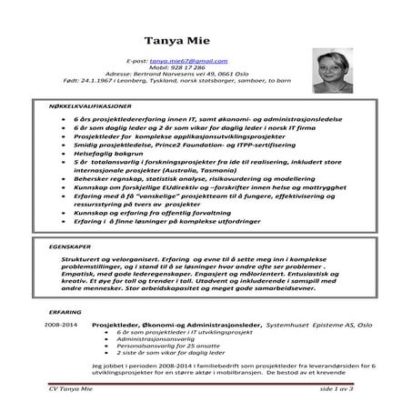 Tanya Mie CV | PDF