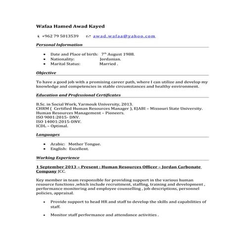 Wafaa Kayed CV | DOC