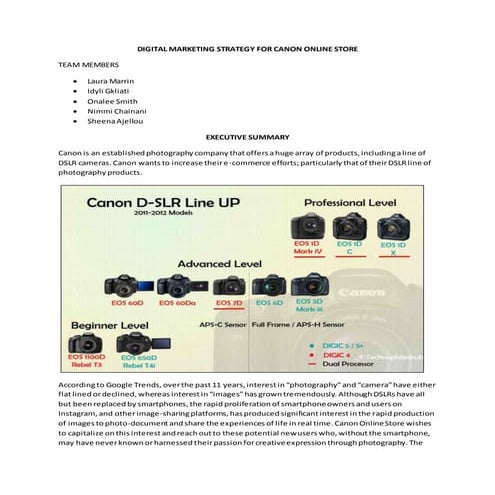 Final Project_Team LIONS_Digital Marketing Strategy for Canon Online ...