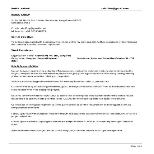 Rahul Yadav Resume | DOCX