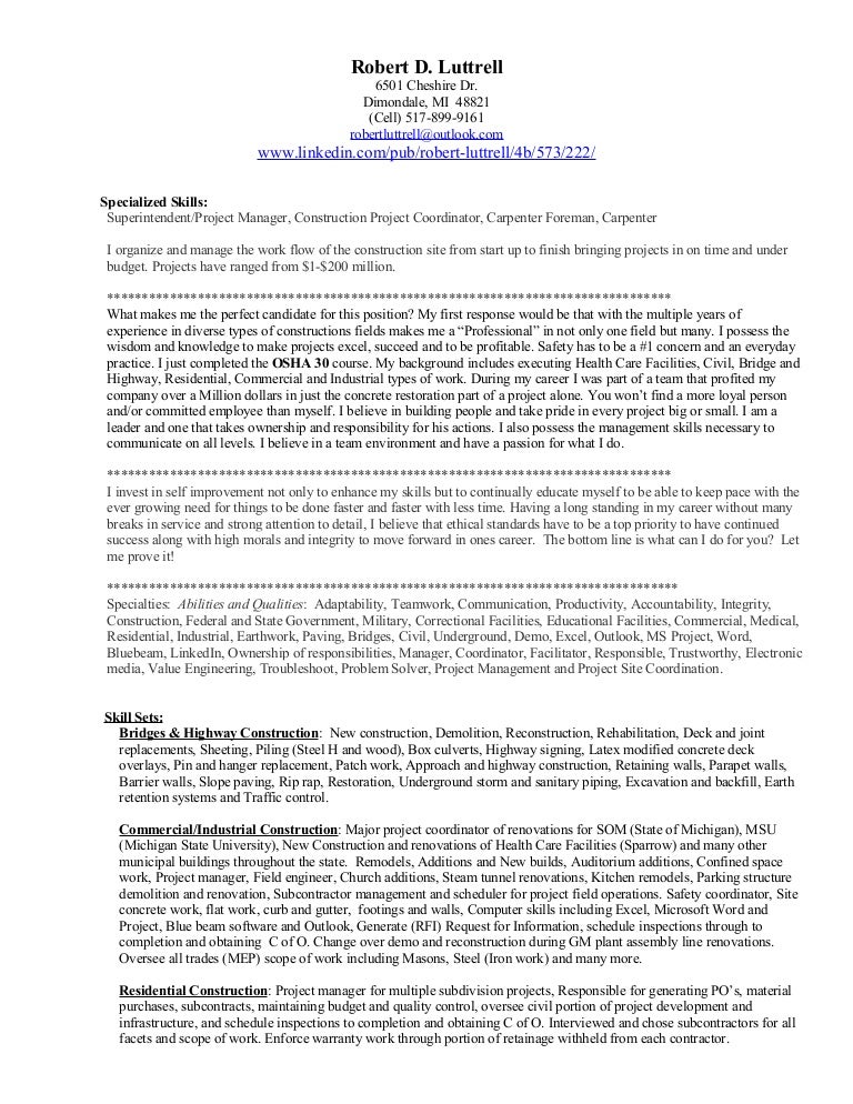 Bob's most current resume 2-2-17