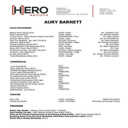 Acting Resume | PDF