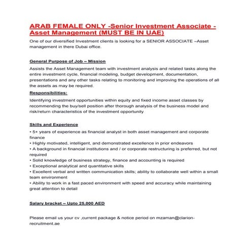 Senior Investment Associate | PDF