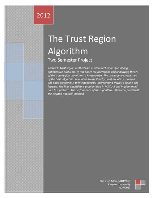 Trust Region Algorithm - Bachelor Dissertation | PDF Trust Region Algorithm - Bachelor Dissertation | PDF