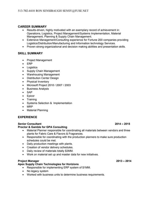 LEVIS RESUME | DOC | Logistics | Business