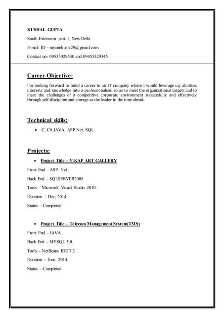 Kushal Resume Pdf