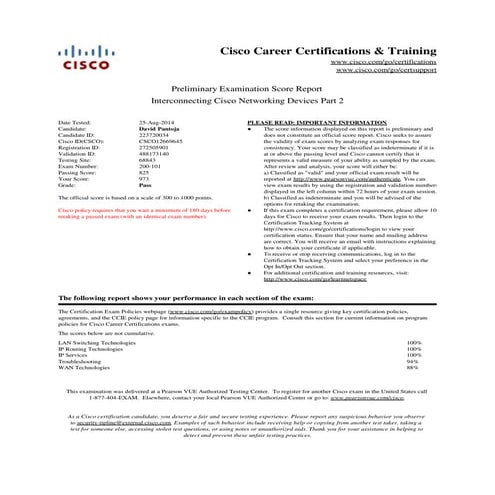 CCNA ICND2 TEST CERT CERTIFICATION 8-25-2014 | PDF