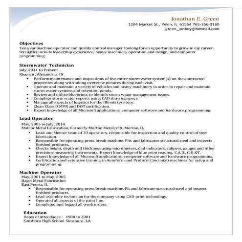 Jon Green resume 1.2015