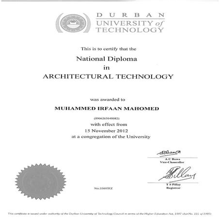 DUT certificate | PDF