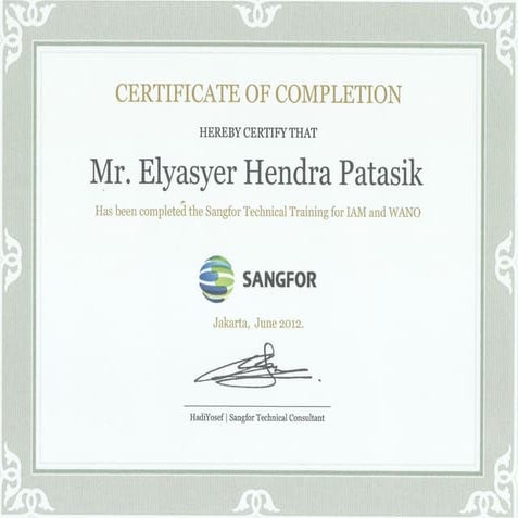 Certificate Sangfor Hendra | PDF