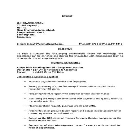 Resume - indra | PDF