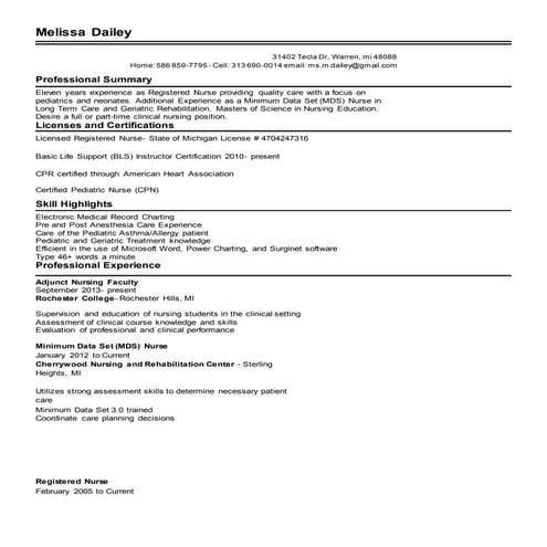 Melissa Dailey Resume | DOCX