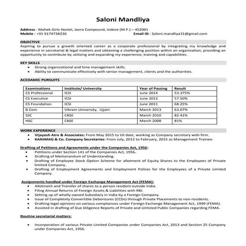 Saloni Mandliya_Resume | PDF