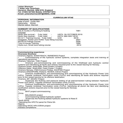 julian sharman CV 2016 | DOC