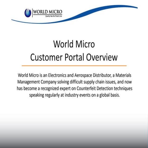World Micro Portal Training Presentation | PPT