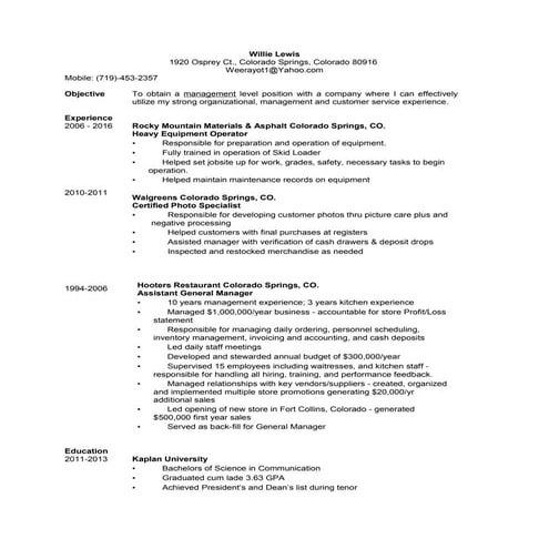 Willie resume 2014-3 | PDF