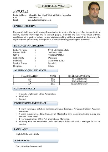 MUHAMMAD QASIM MINA CV | PDF