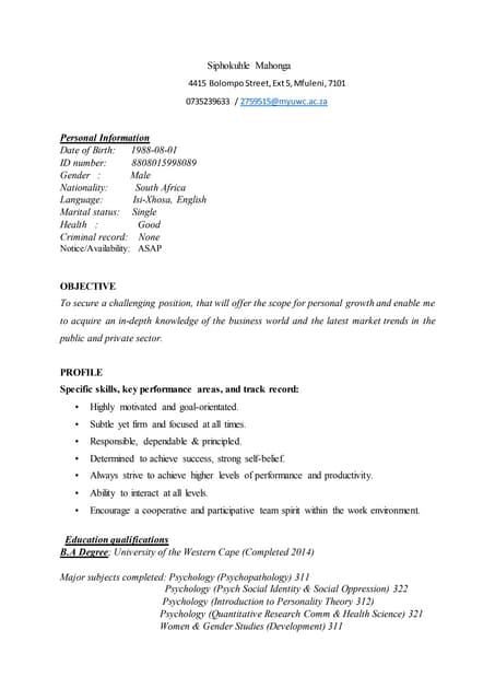 Mubarak Issop CV | PDF