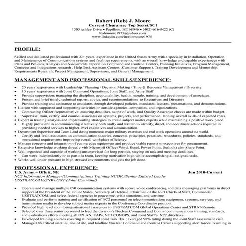 Robert J Moore Resume Comms SME Manager Trainer Coordinator | DOC