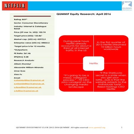 Netflix Report | PDF