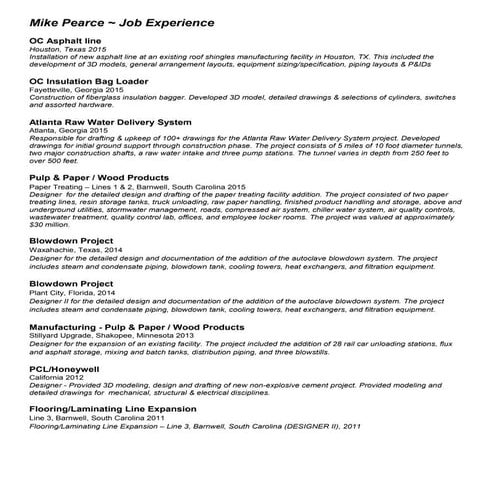 Mike Pearce - Job Experience | PDF