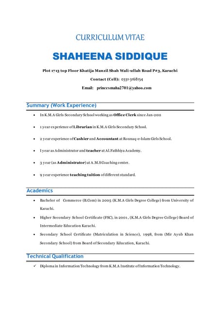 Mehreen Khans New Resume | DOC