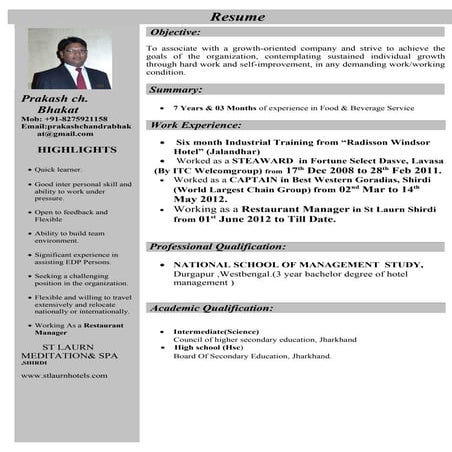 Prakash resume | DOC