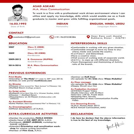 Asad CV | PDF | Resume Writing and Advice | Job Search