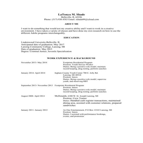 tonya's official resume | DOC