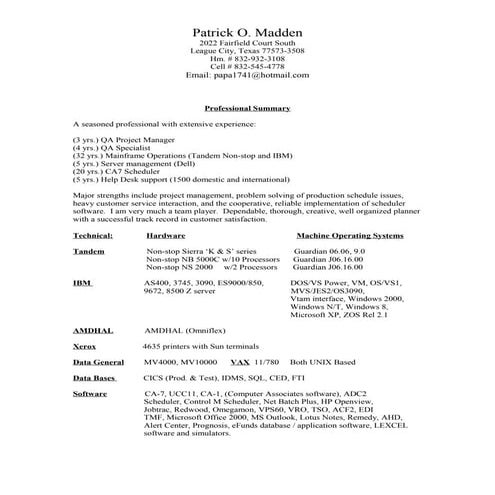 Patrick O. Madden Resume 2 | DOC