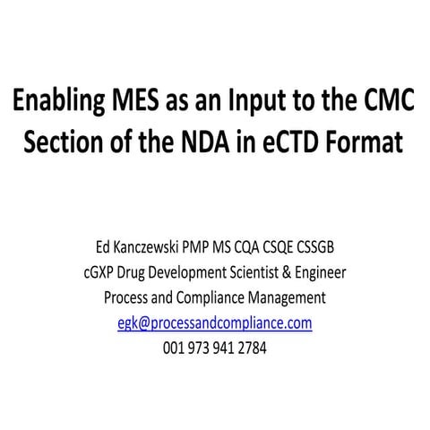 How to Complete CTD Module 3 - CMC Regulatory Q&A | PPTX