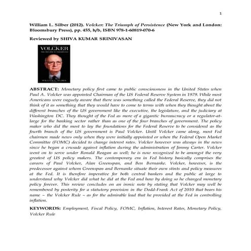 Review of Paul Volcker | DOCX