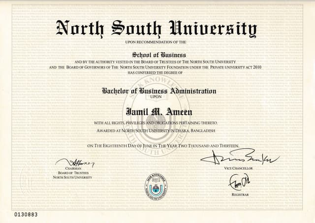 BBA CERTIFICATE | PDF