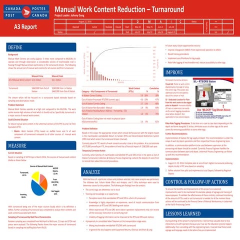 Past Project A3 - Lean Six Sigma Green Belt | PDF