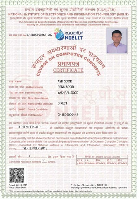 NIIT Certificate.