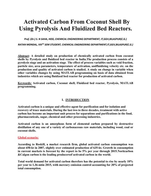 Activated carbon | PPTX | Chemistry | Science