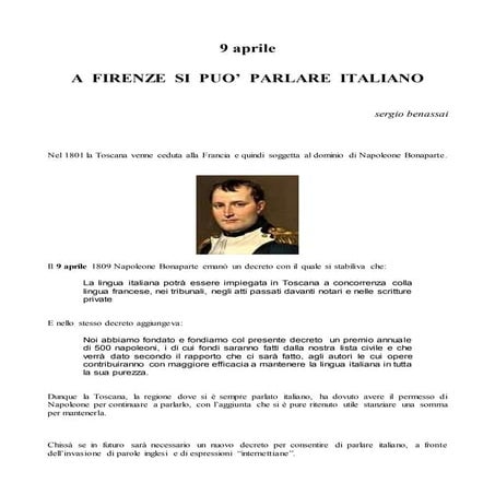 9 aprile: A FIRENZE SI PUO' PARLARE ITALIANO | PDF