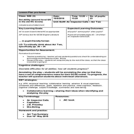 9AS Annotations 10.5.2016 Lesson plan | PDF